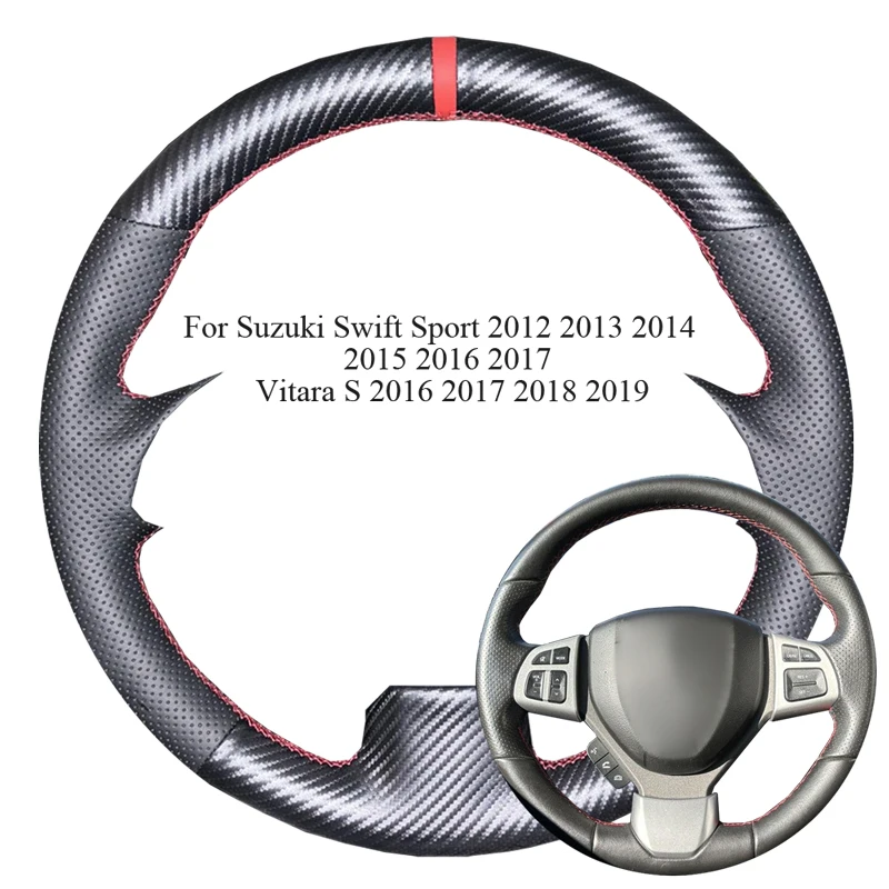 Carbon Fiber Leather Car Steering Wheel Cover For Suzuki Swift Sport ...