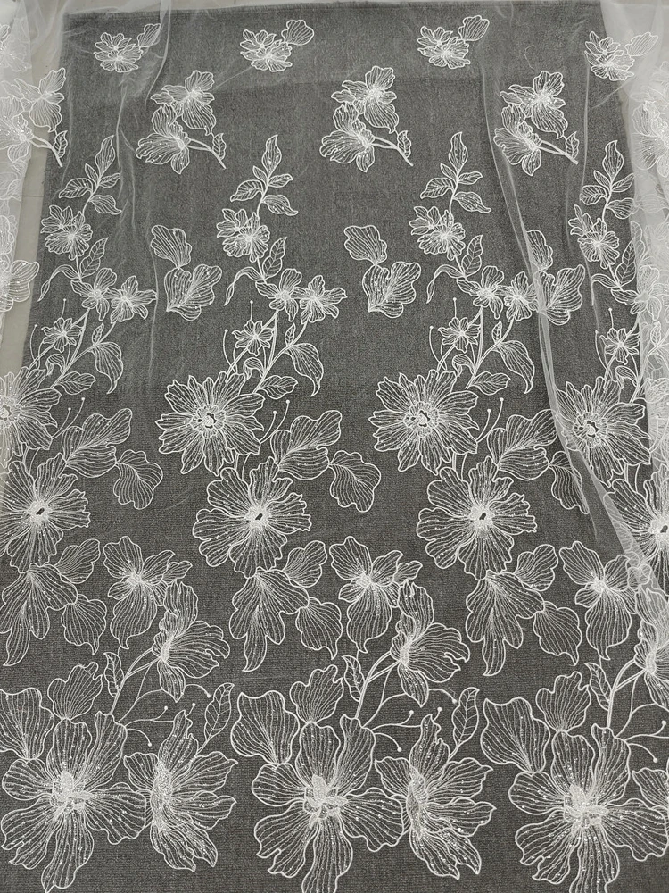 Tela de malla de tul suave con bordado de flores, 1 yarda, lentejuelas ...