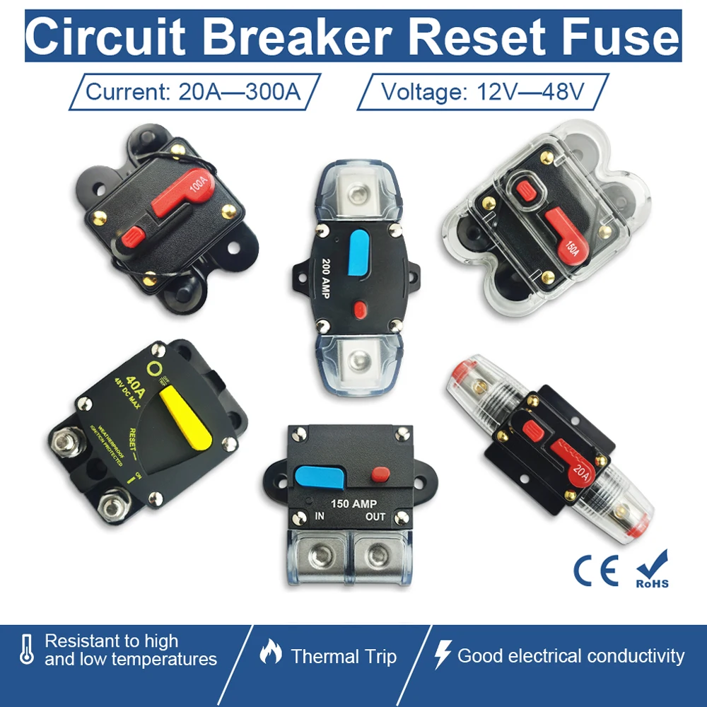 Circuit-Breaker-Reset-Fuse-Box-12v-48v-DC-250A-20A-300A-Solar-Fuse-Car ...