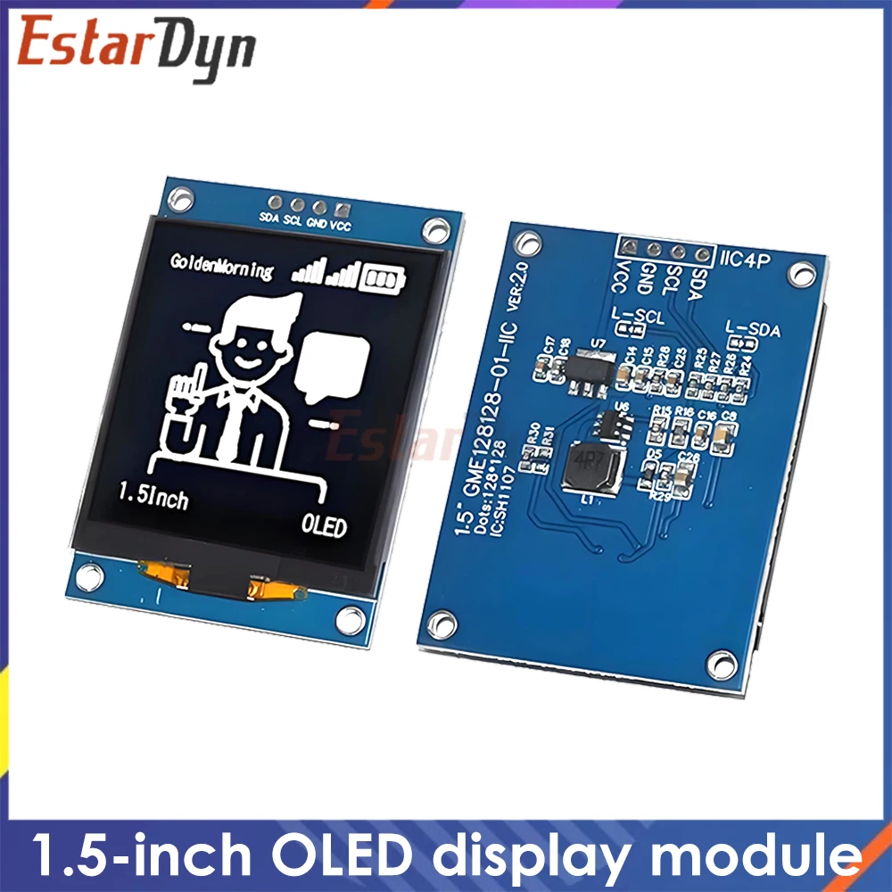 1.5-inch OLED LCD screen SH1107 small screen 128x128 display module 4 ...