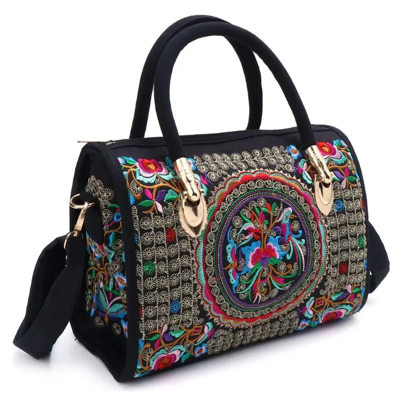 Embroidered Handbag Ethnic Women | Canvas Shopping Bag Zipper - Women ...