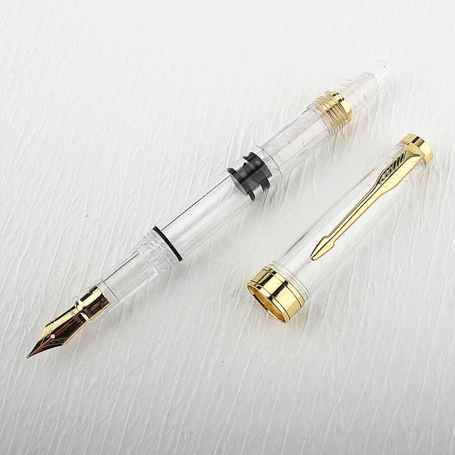High Quality 330 Plastic Fountain Pen Transparent White Piston Ink ...