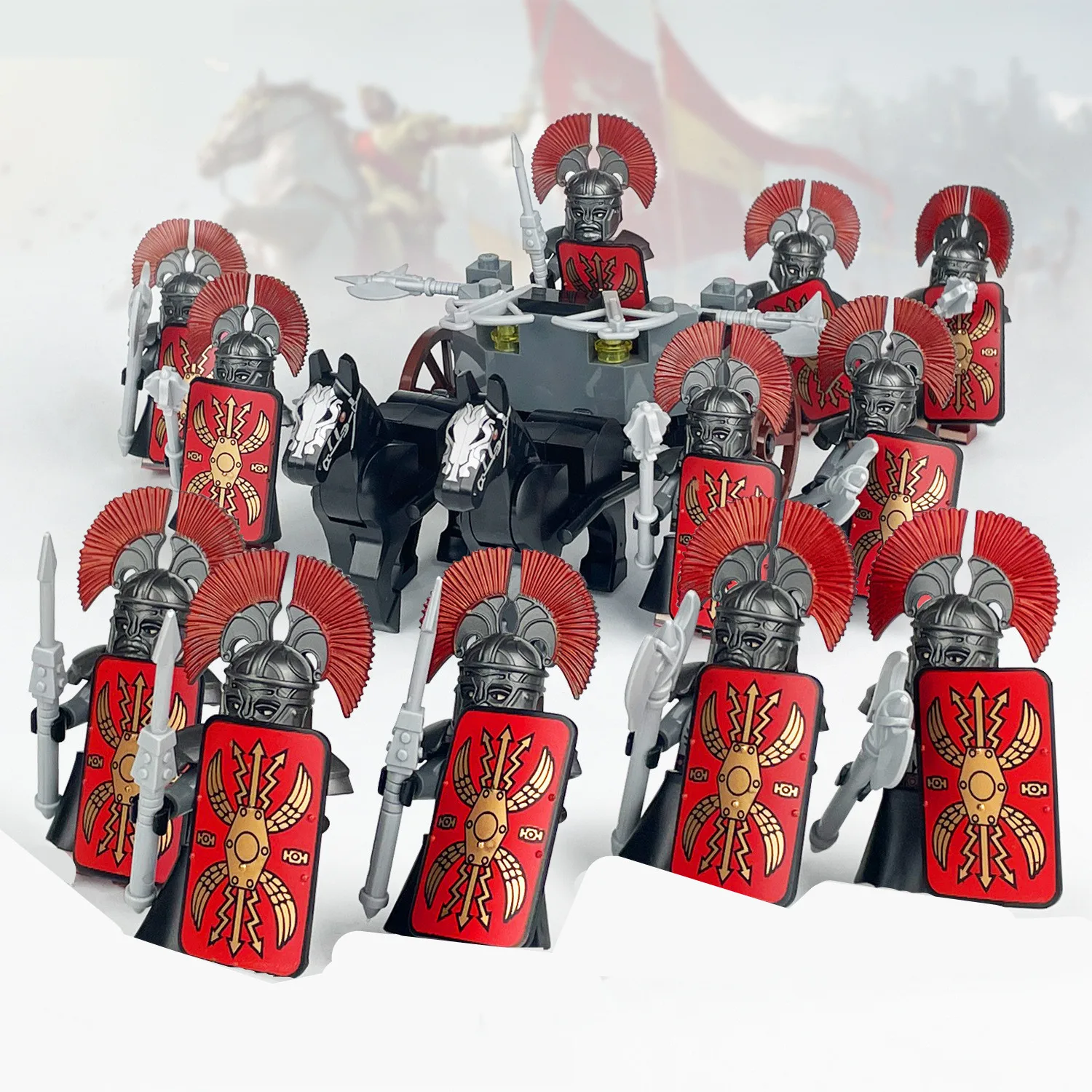 Military-Medieval-Roman-knight-Figures-Carriage-Building-Blocks-Toys ...