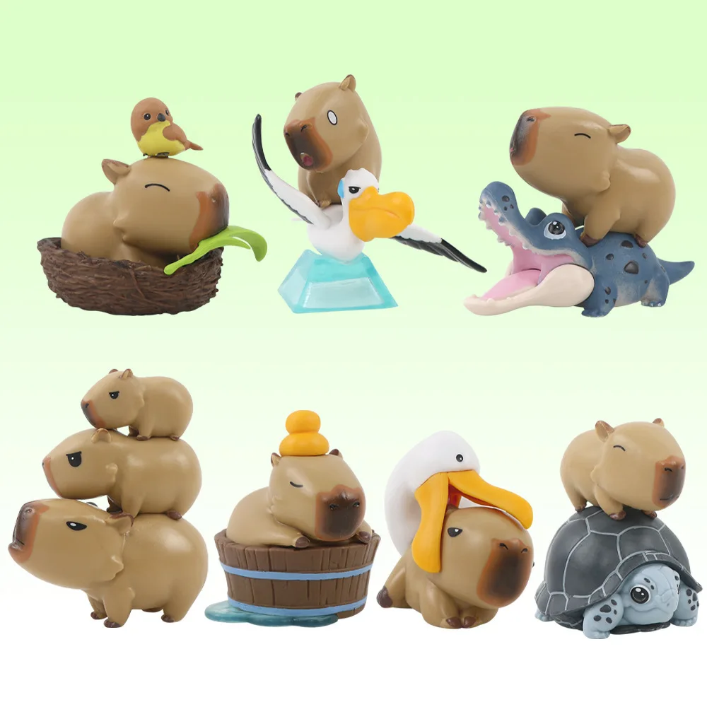 7Pcs New Capybara Model Animal Kapibara Figure Toys Action Kawaii Model ...