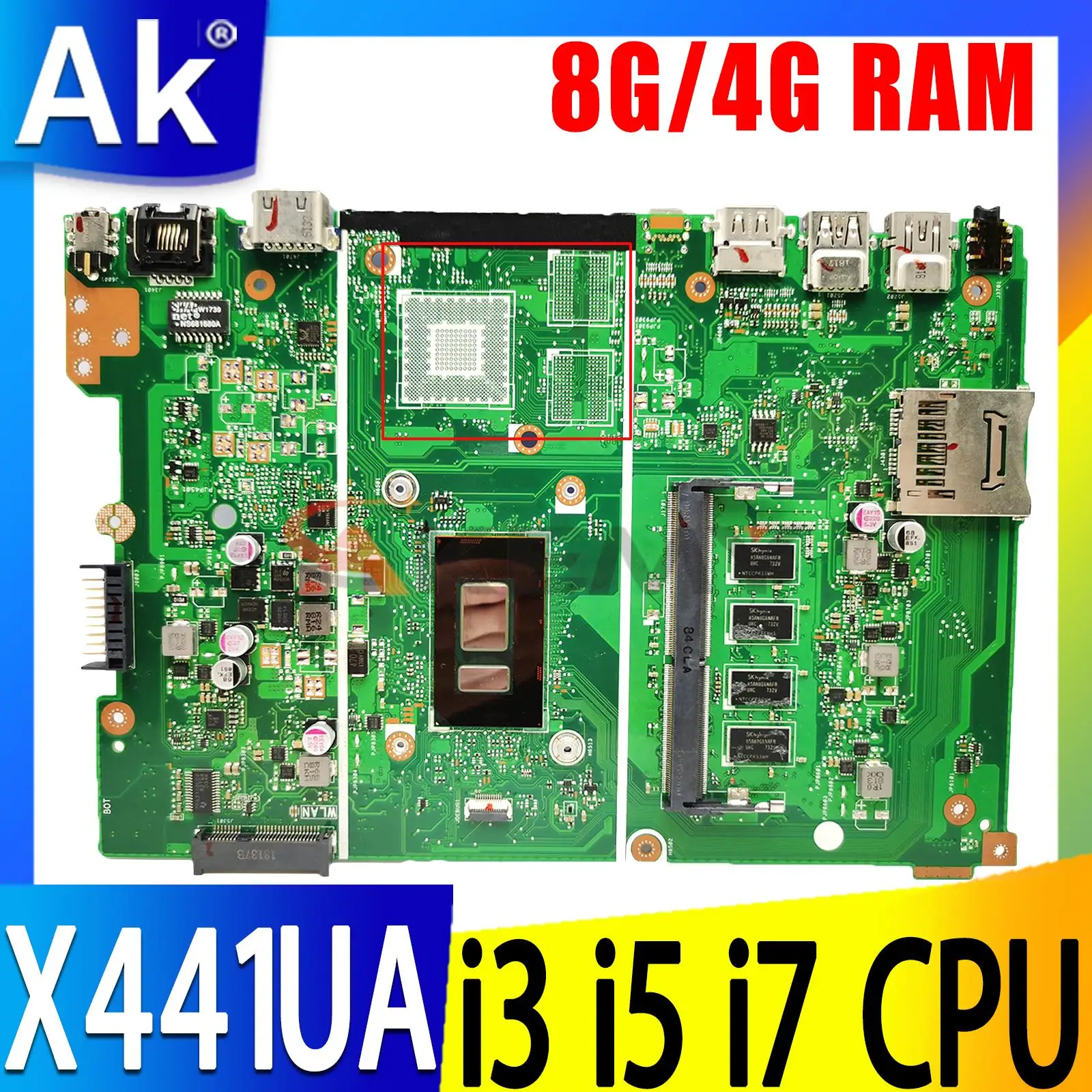 Placa base X441UA 4405U I3 I5 I7 6th 7th Gen 4GB 8GB RAM para ASUS ...