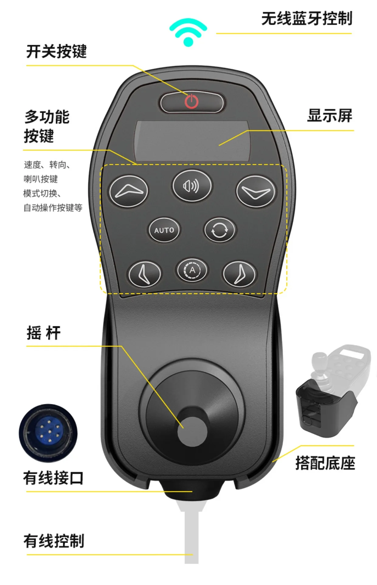 Mango de Control de Motor multicanal, Control remoto, Bluetooth, silla ...