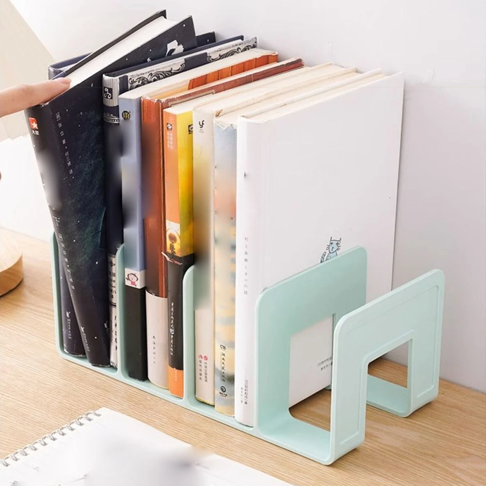 4-Grid-Plastic-Gray-Folder-Storage-Box-Vertical-Book-Organiser ...
