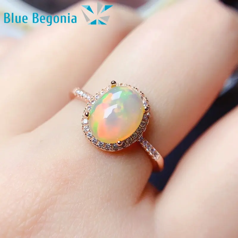 Natural-Opal-Ring-925-Sterling-Silver-Oval-8-10MM-Gemstone-Jewelry-for ...