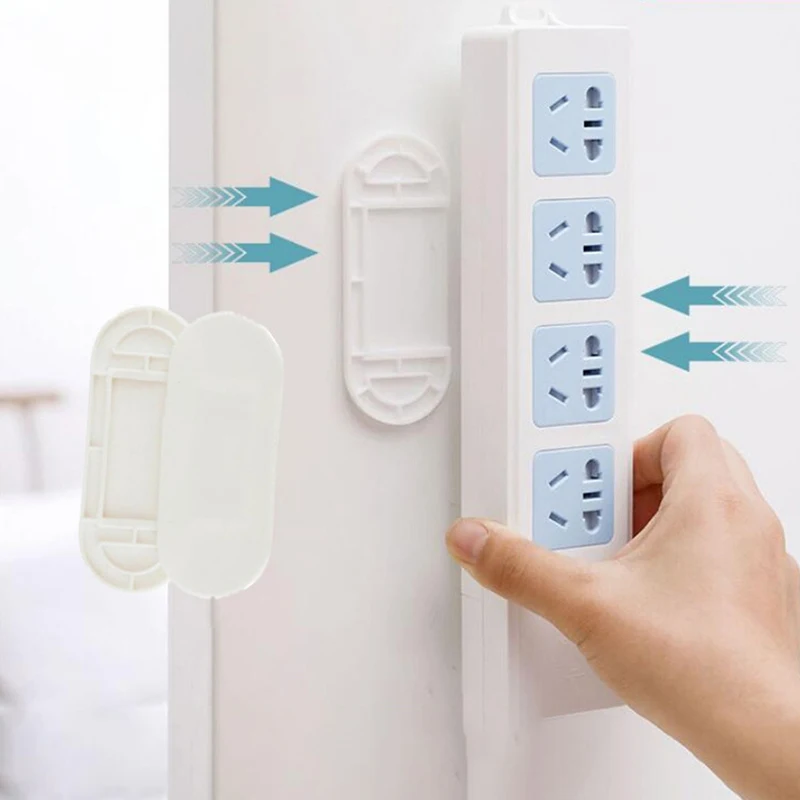 Wall-Mounted-Holder-Punch-Free-Plug-Fixer-Self-Adhesive-Power-Strip ...