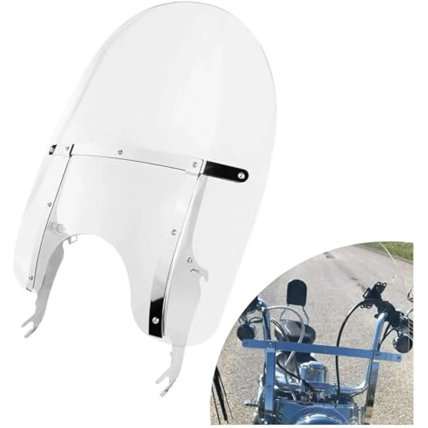 Large 26-1/2 X 23 Detachable Motorcycle Windscreen Windshield ...
