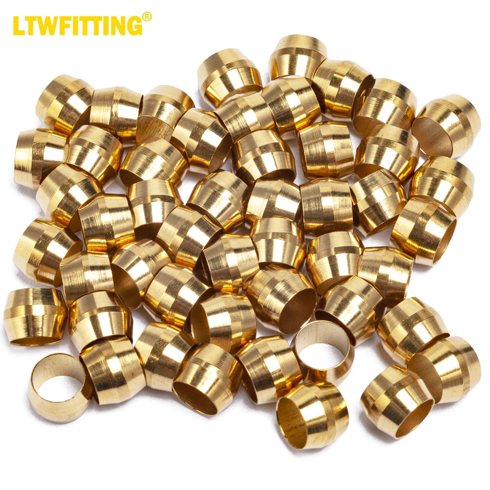 LTWFITTING-1-4-Inch-Brass-Compression-Sleeves-Ferrules-Brass ...