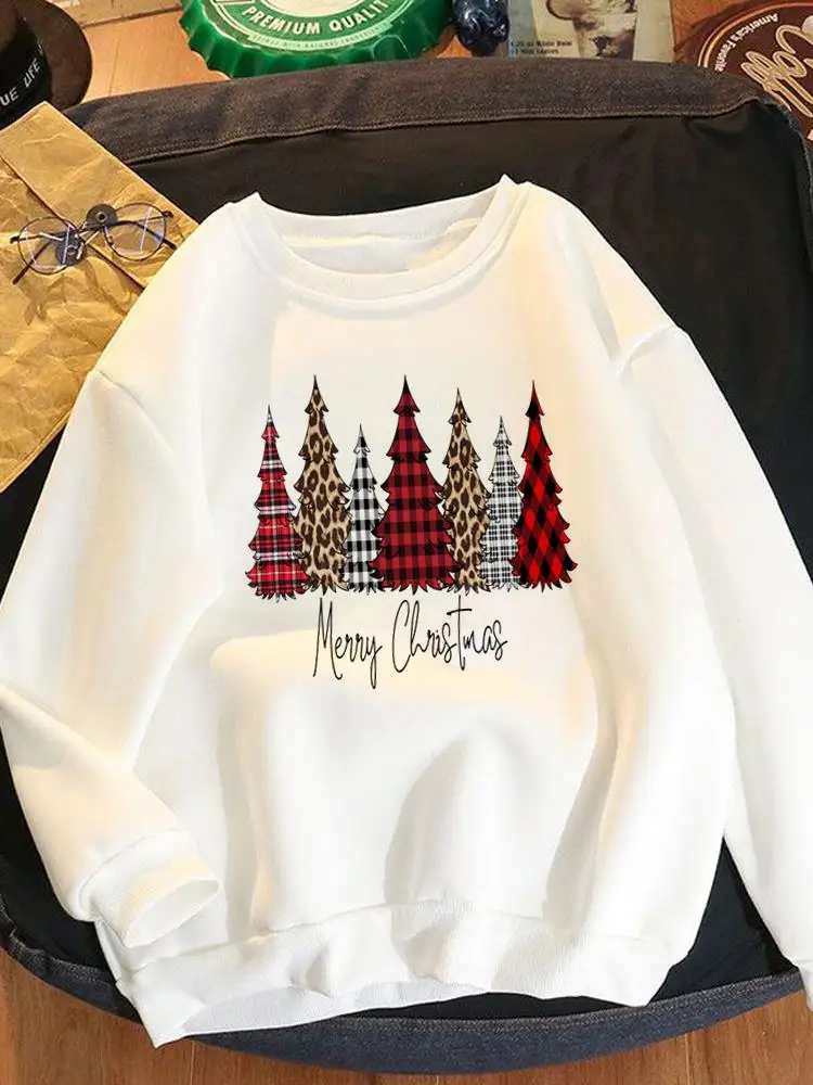 Plaid Style Tree 90s Women Fleece Clothing New Year Fashion Christmas ...