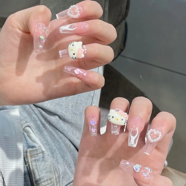 Cute Hello Kitty Acrylic Nail Designs