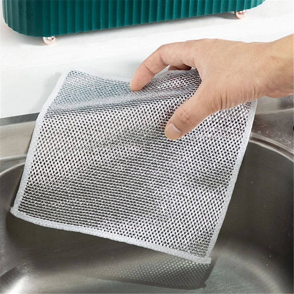 1-5PCS-Silver-Cleaning-Cloth-Magic-Dish-Towel-Reusable-Non-Stick-Oil ...