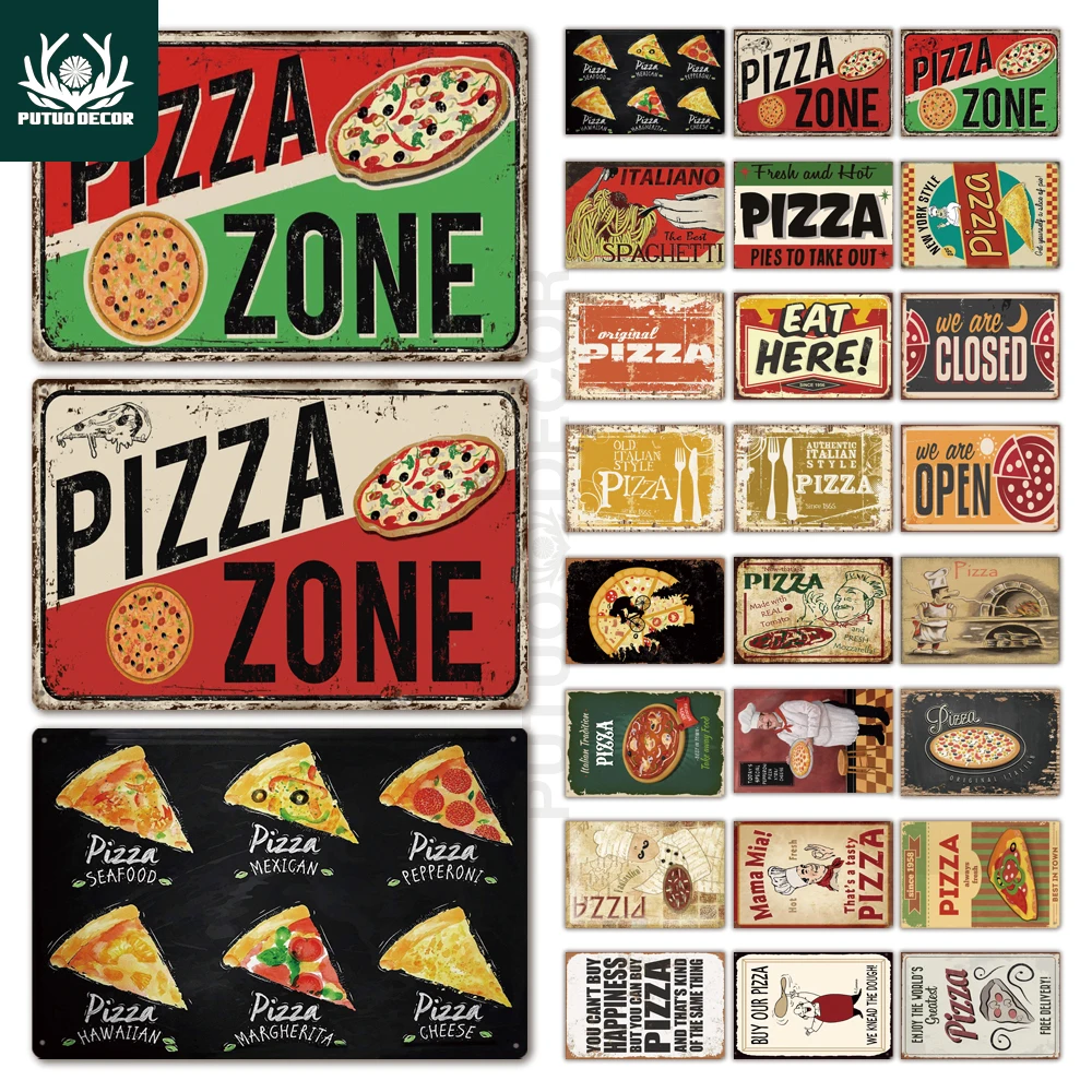 Pizza Zone Tin Sign Plaque Metal Vintage Metal Sign Wall Decor For Cafe ...