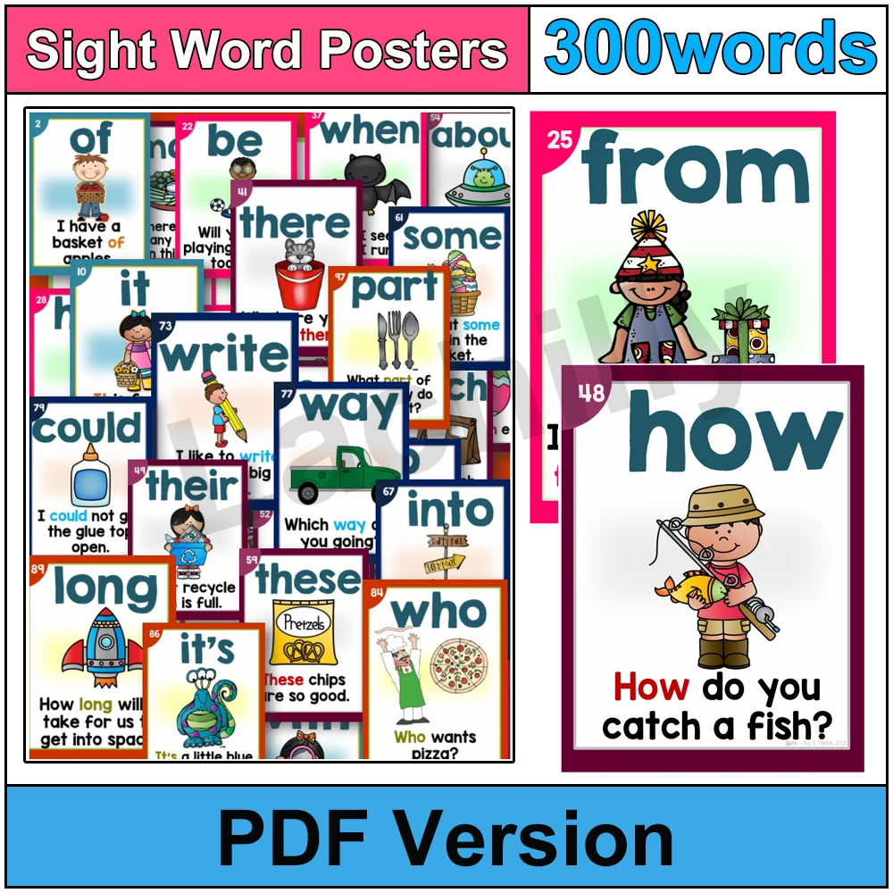 Sight-Word-Posters-Children-Learning-Educational-Toys-learning-English ...
