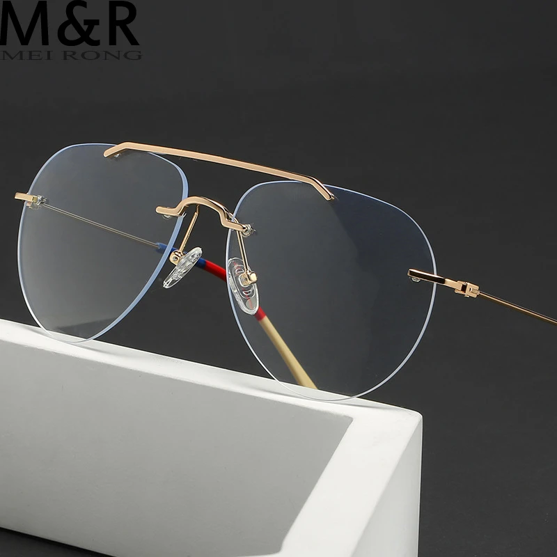Prescription Glasses Women Rimless | Anti Blue Light Glasses Rimless ...