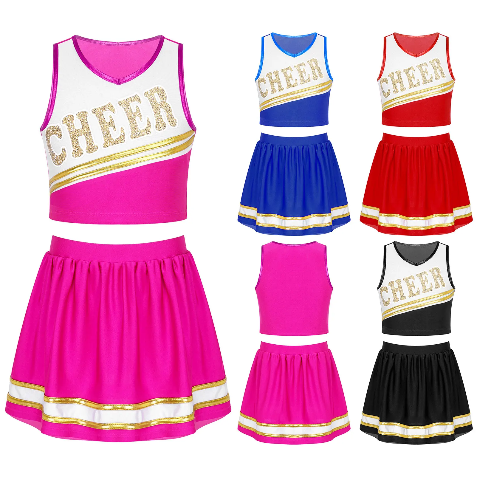 Crian-as-meninas-cheerleader-traje-escola-crian-a-cheerleading-vestido ...