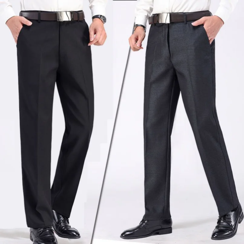 High Waist Men's Summer Suit Pants High Quality Straight Business ...