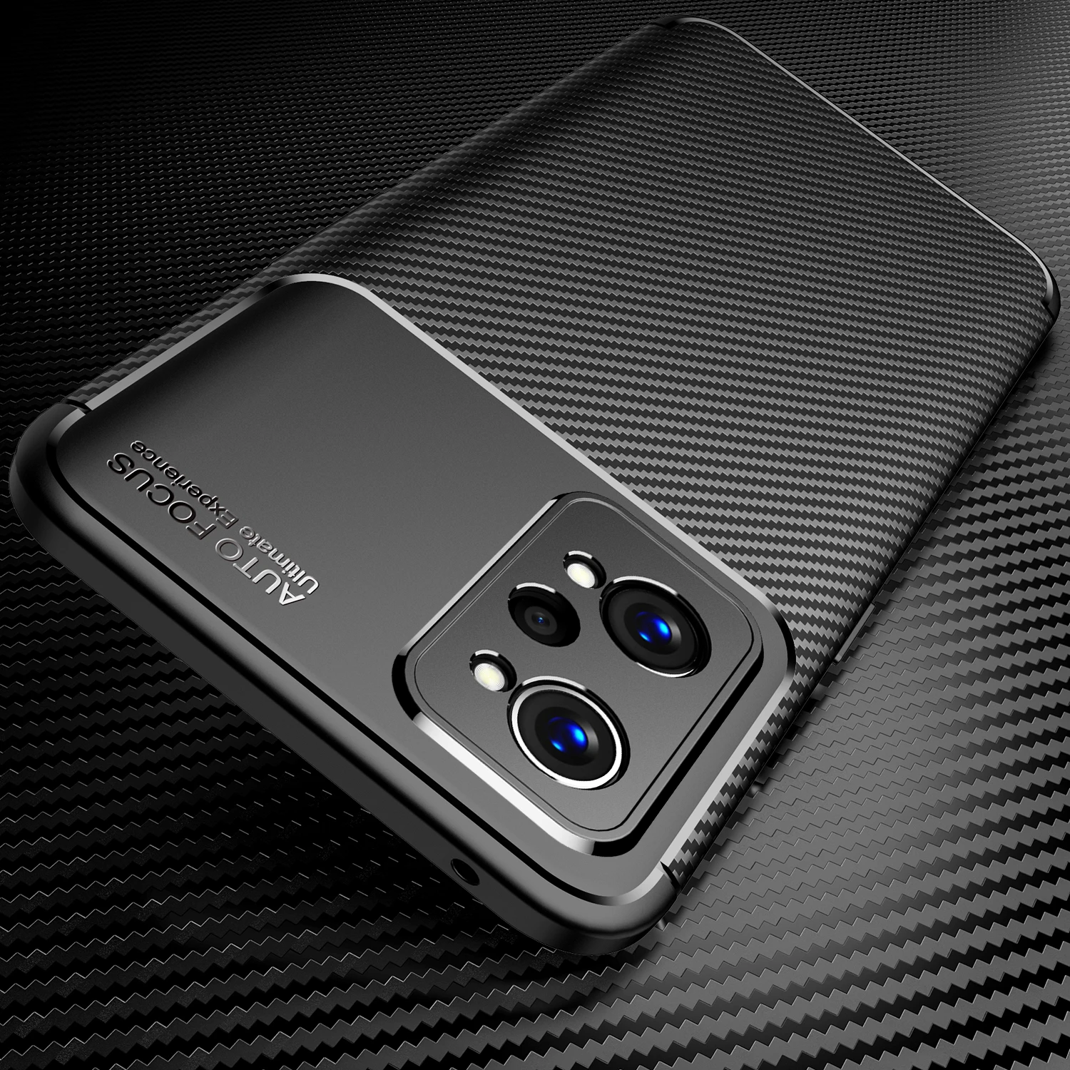 For Realme GT 2 Pro Case Carbon Fiber Texture Silicone Soft Back Cover ...