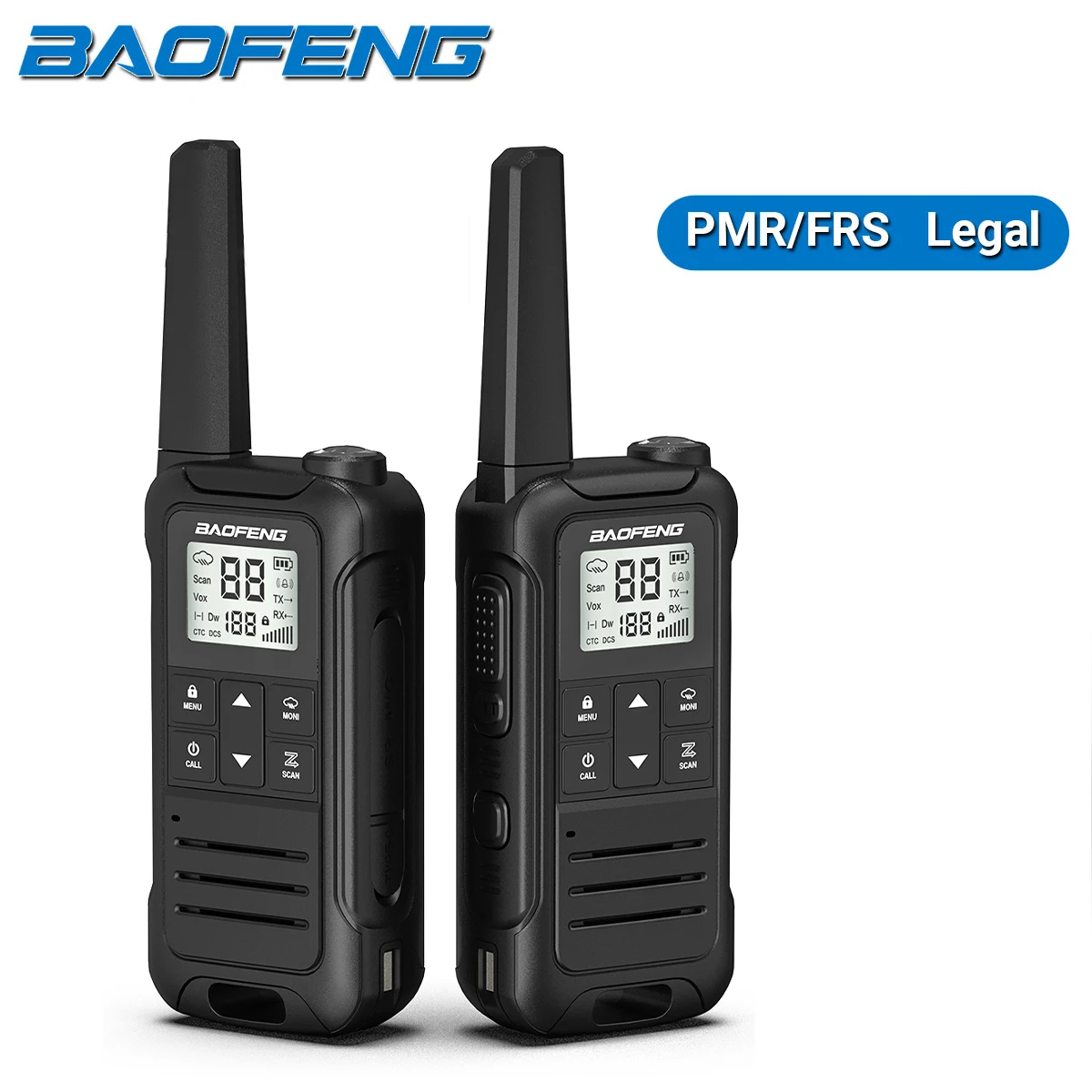 Baofeng F22 미니 워키토키 PMR446 FRS 휴대용 대형 LCD 디스플레이, 장거리 양방향 라디오, 식당 사냥용 ...