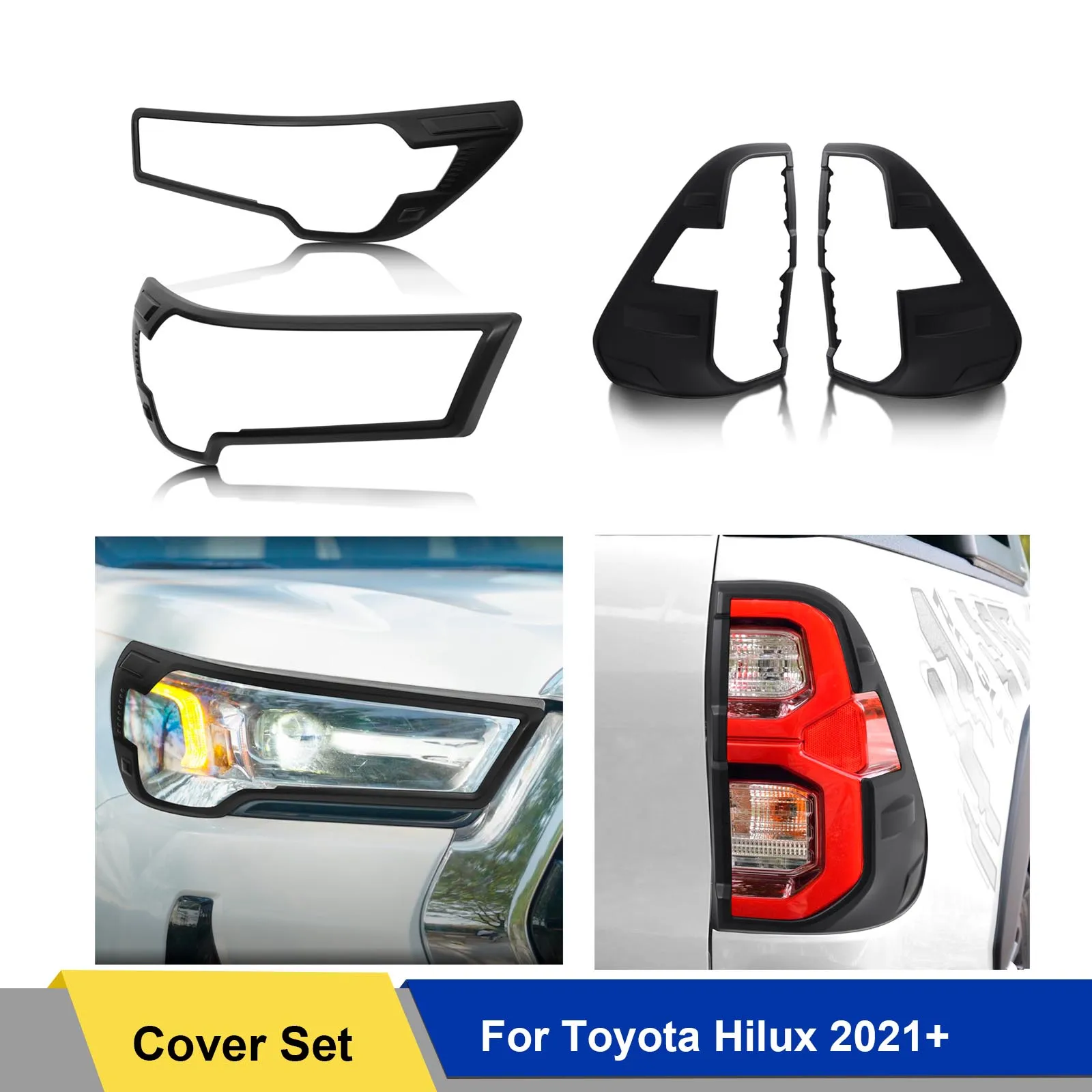 4pcs Car Headlight & Taillight Surround Cover Trims For Toyota Hilux ...