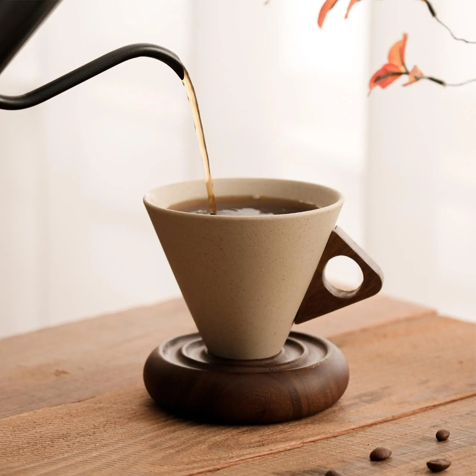 Coffee Cups 250ml Ceramic Tapered Retro Mug Hot Coffee Cup for Family ...