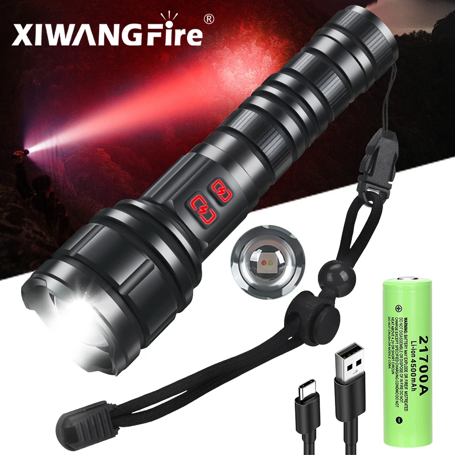 9900LM-White-Laser-LED-Flashlight-USB-Rechargeable-Zoom-Tactical-Torch ...