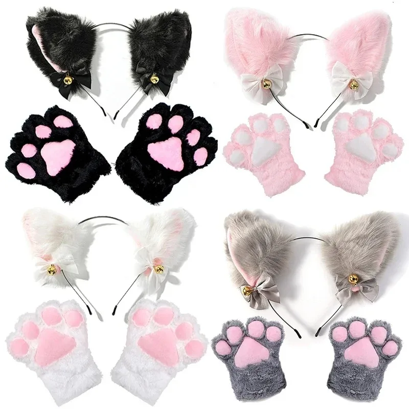 1-Set-Cute-Cat-Ear-Hair-Wear-Claw-Gloves-Girls-Anime-Cosplay-Costume ...