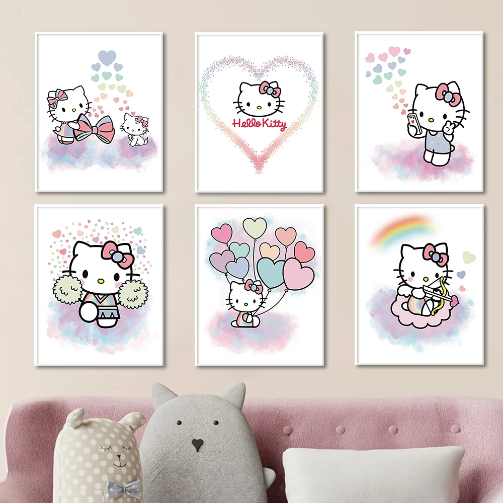 Sanrio-Hello-Kitty-Poster-for-Kids-Cartoon-Wall-Art-Canvas-Painting ...