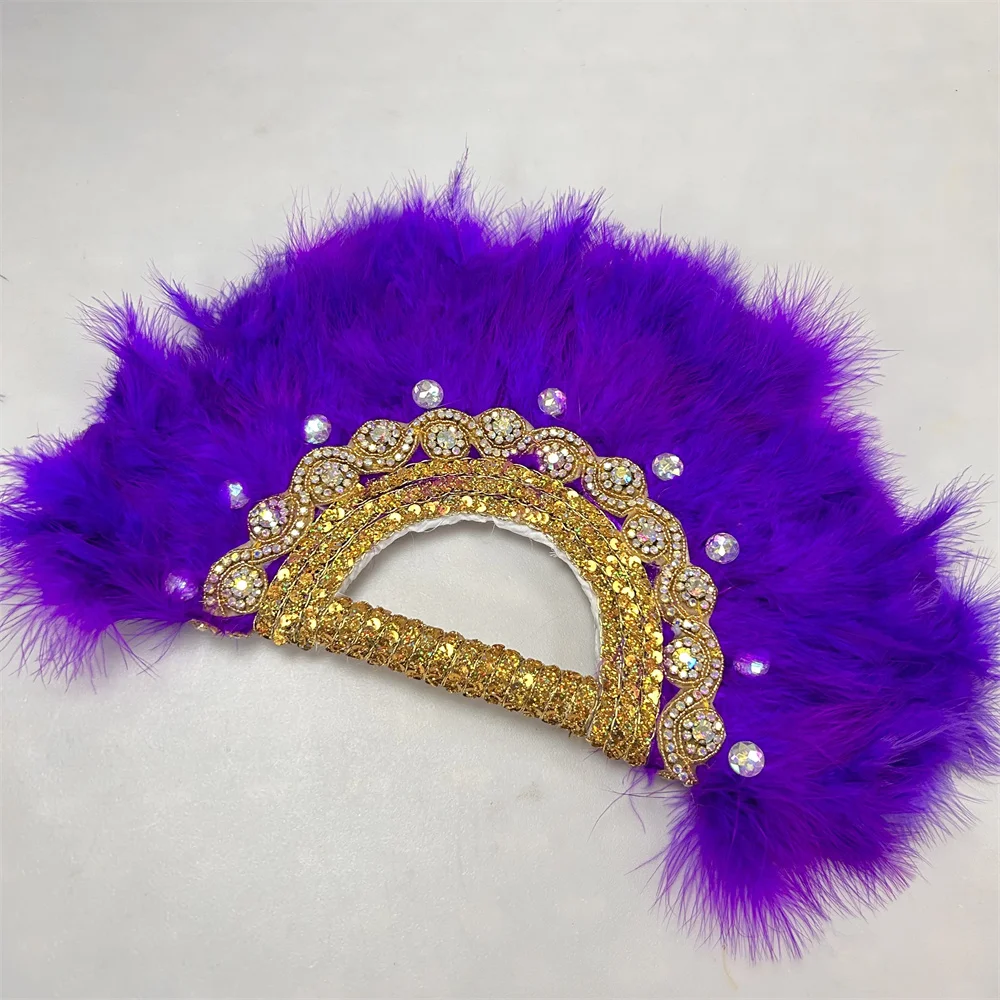 African-Turkey-Feather-Hand-Fan-Double-Sided-Handfan-Customized-Dance ...