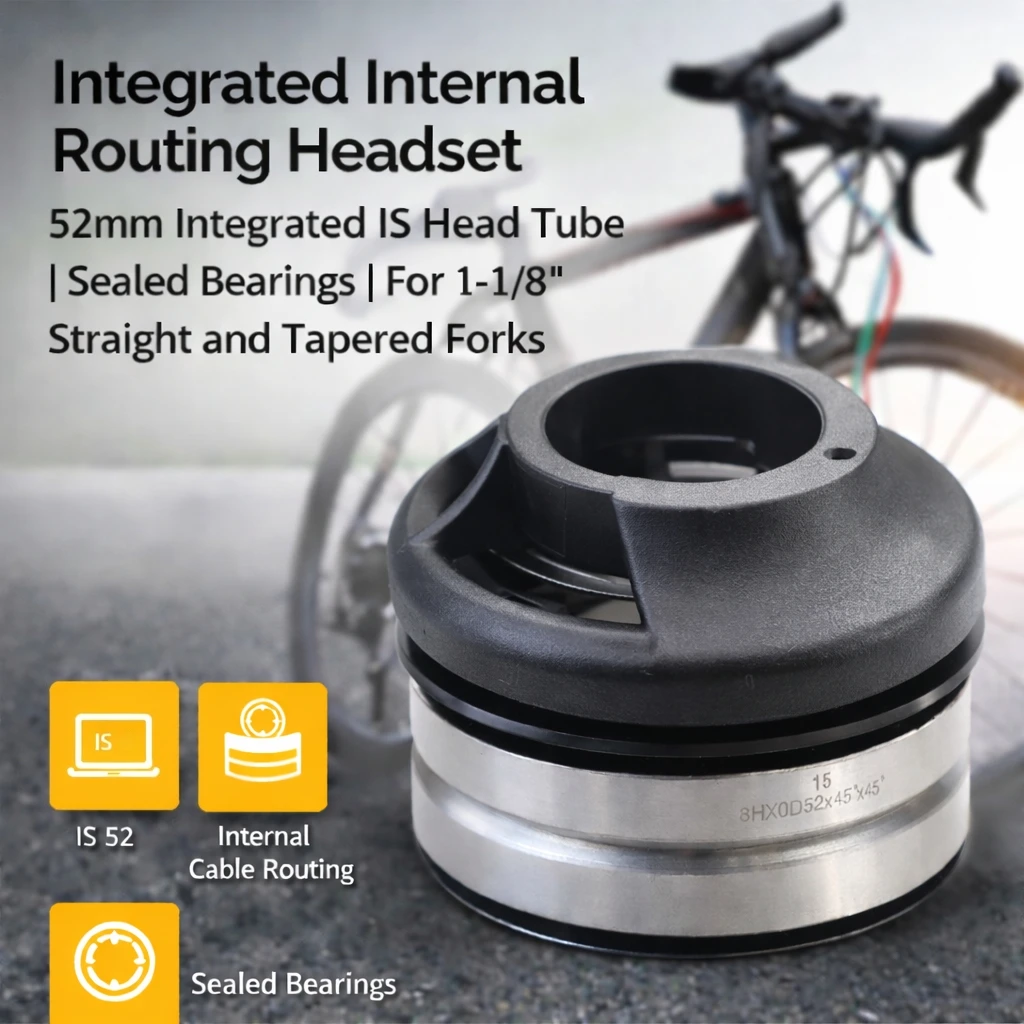 Neco Integrated Internal Hidden Cable Routing 52mm Bike Headset 1-1/8 ...