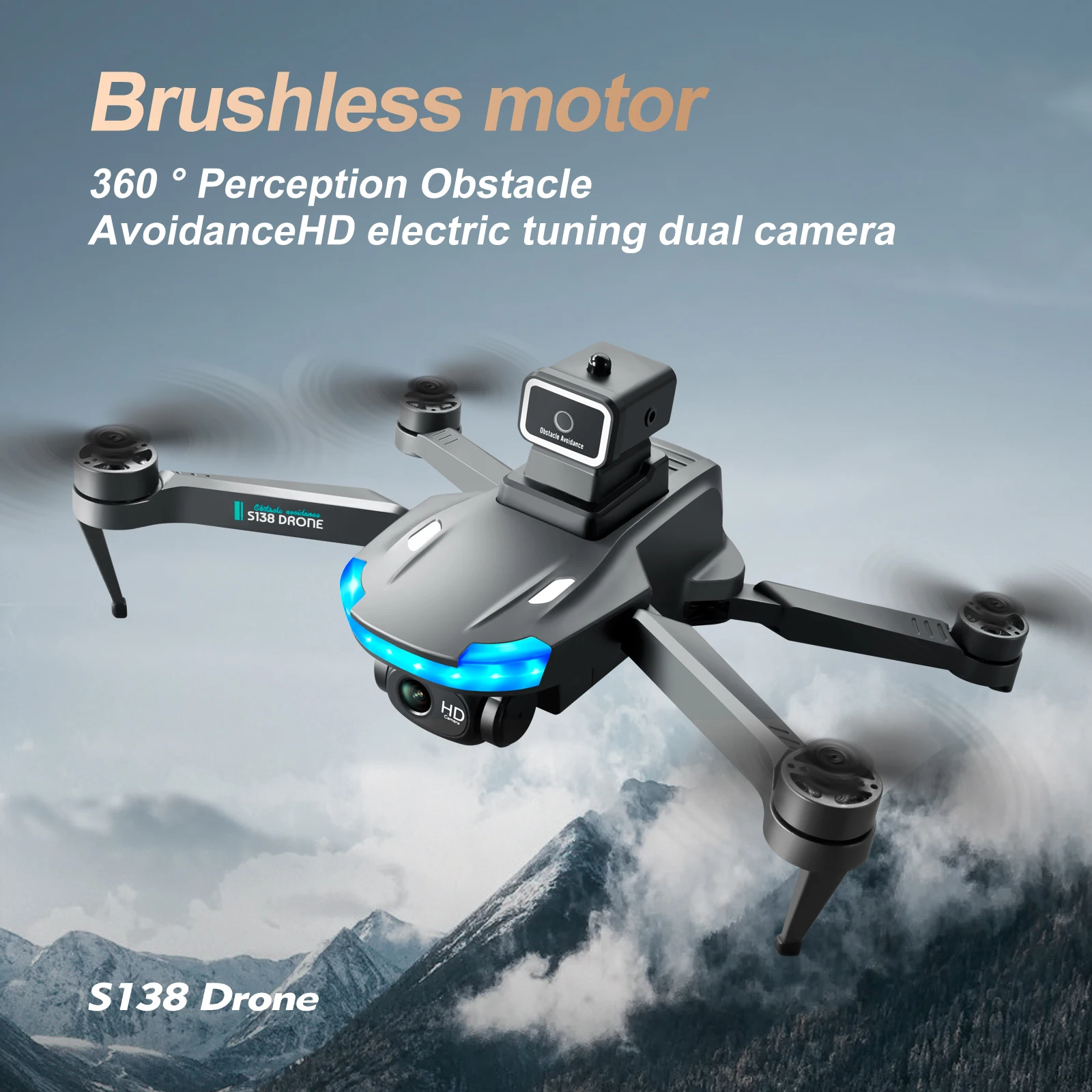 Blanc 4K 3B-Drone S138 professionnel double caméra HD, eviter les ...