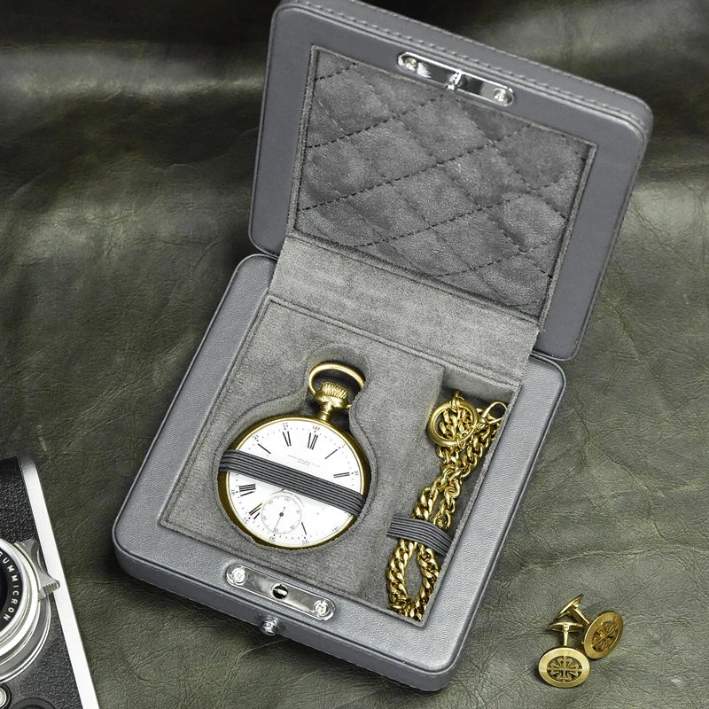 Classic-Elegant-Pocket-Watch-Storage-Box-Gift-Microfiber-Leather-High ...