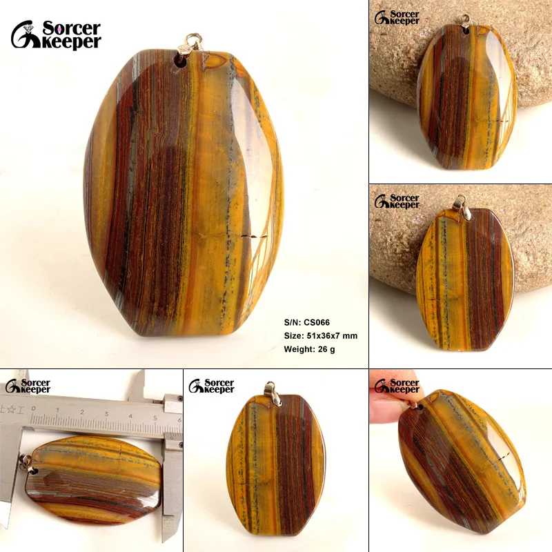 Natural-Stone-Pendants-Rectangle-Shape-Crystal-Sunset-Jasper-Necklace ...