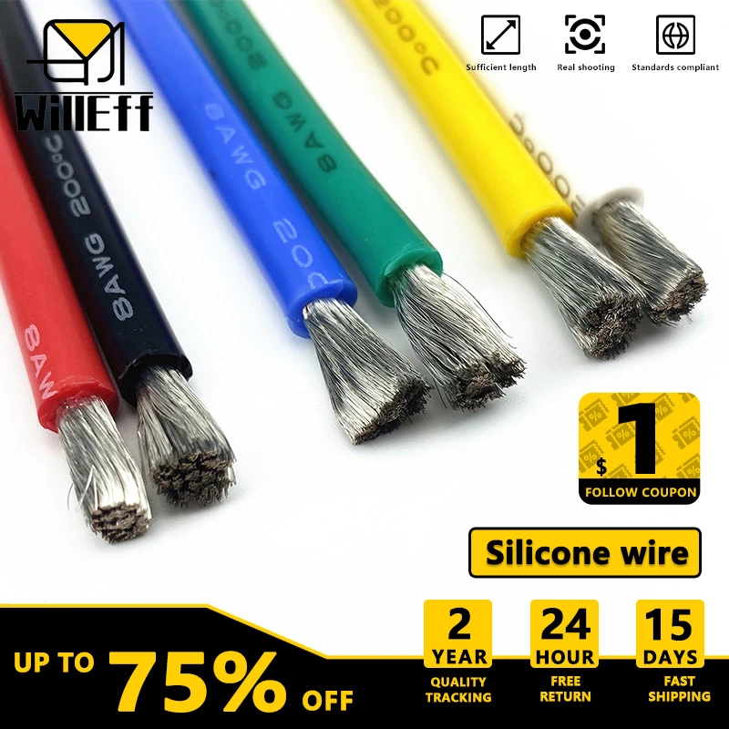 1-5-10-20M-Lot-Multicolor-Silicone-wire-cable-Soft-Heat-resistant-Auto ...