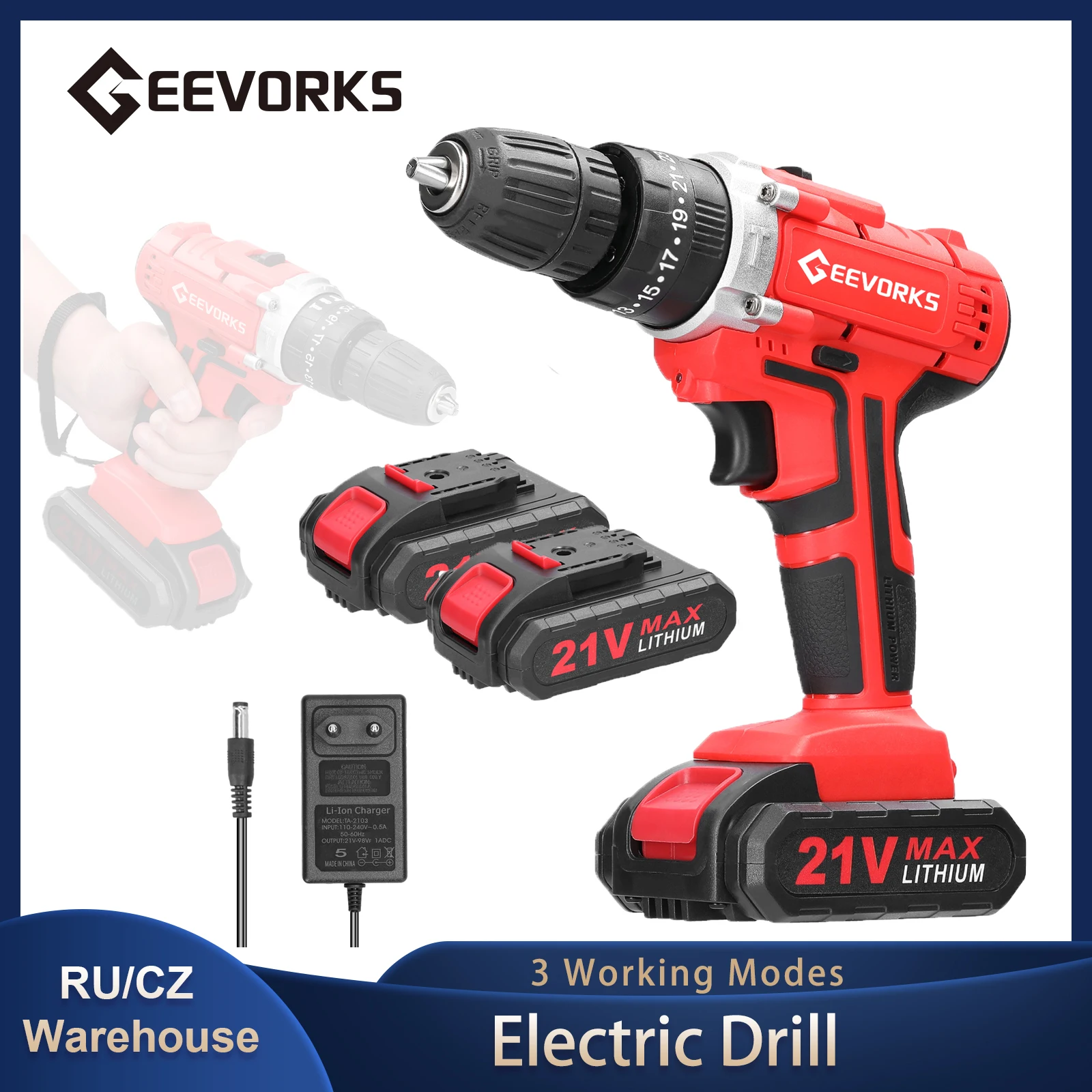 Geevorks-Multifuctional-21V-Broca-El-trica-2-Controle-de-Velocidade ...