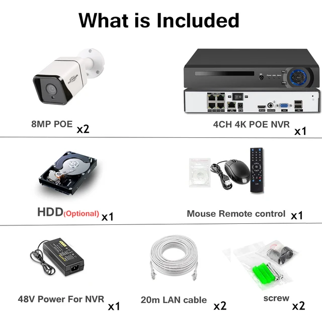 4Ch 4K Poe H.265+ Nvr 2160P Ai Arcfelismerő Ip -Kamera Biztonsági ...
