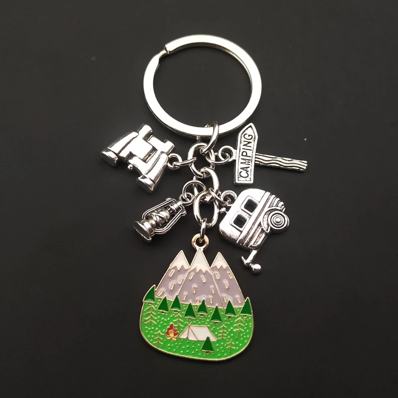 Happy-Camping-Cute-Caravan-Camping-Keychain-Mountain-Pine-Keychain ...