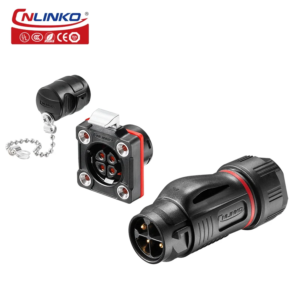 CNLINKO-M20-IP67-Waterproof-4Pin-Industrial-Power-Connector-Panel-Mount ...