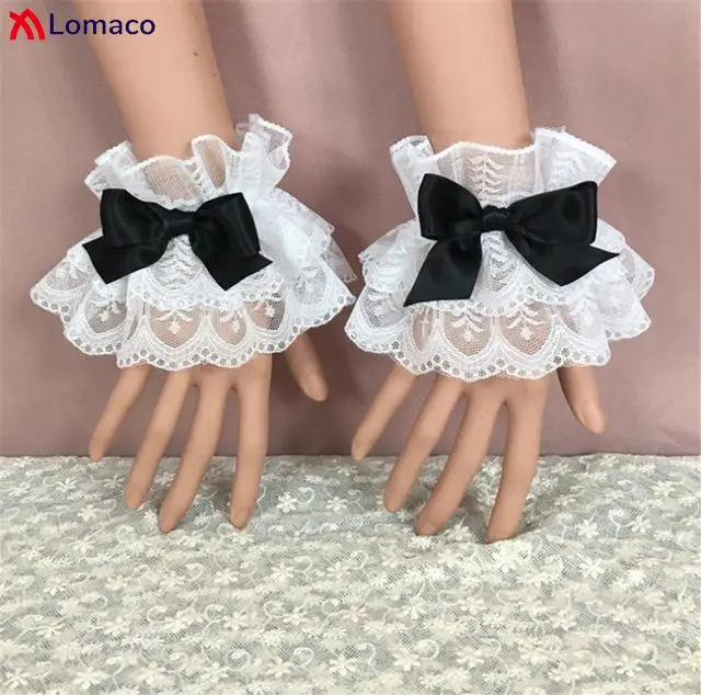 Multicolor-Sweet-Lolita-Hand-Wrist-Cuffs-Bowknot-Lace-Trim-Maid-Cosplay ...