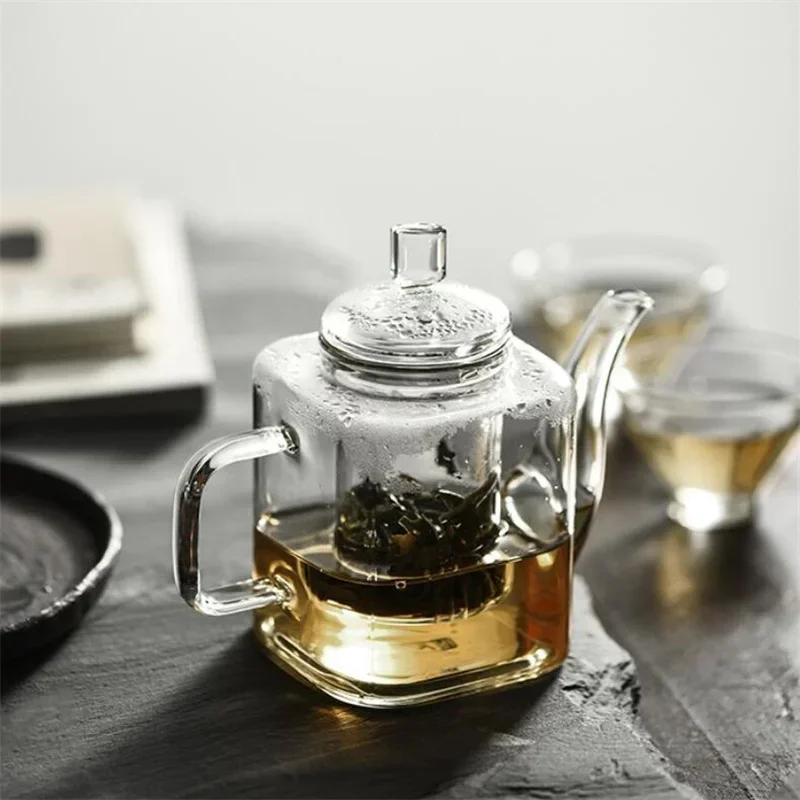 Japanese-Style-Handmade-Heat-Resistant-Square-Glass-Teapot-With-Filter ...