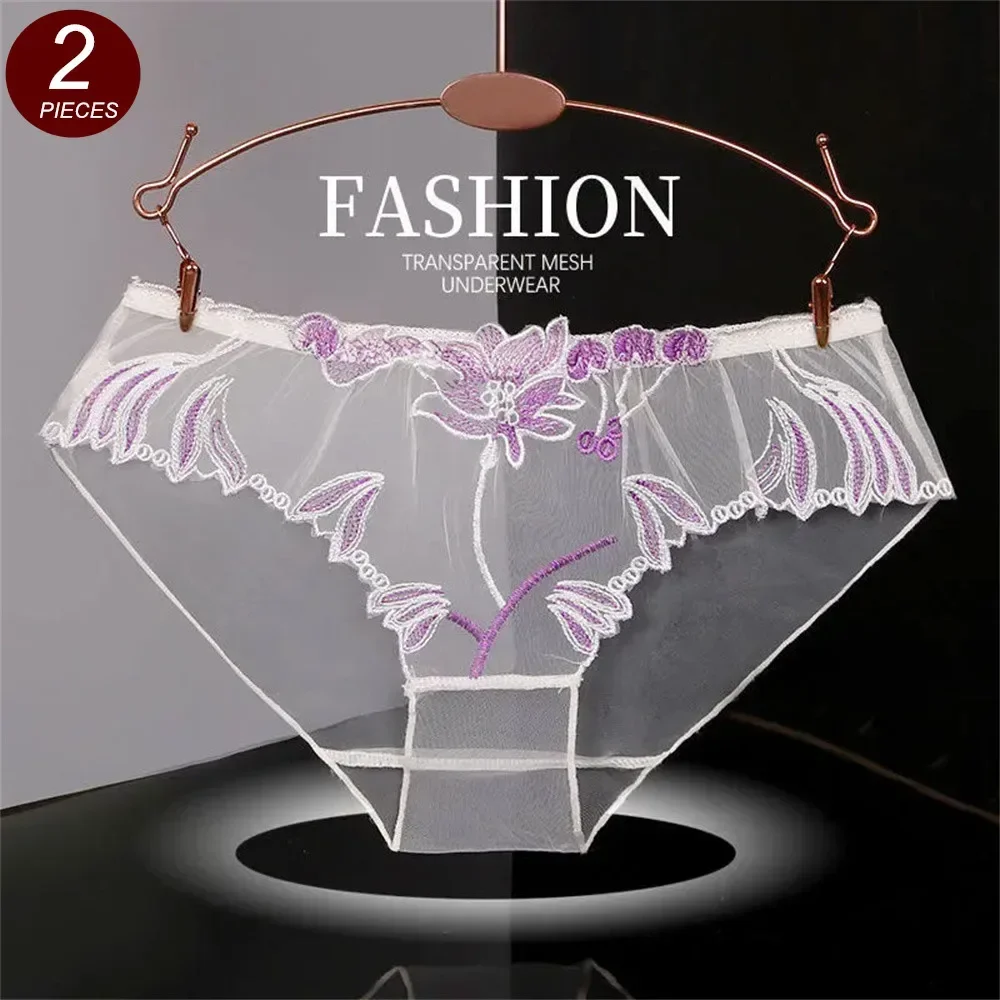2pcs-Sexy-Transparent-Mesh-Sheer-Briefs-Women-Super-Thin-Floral-Mesh ...