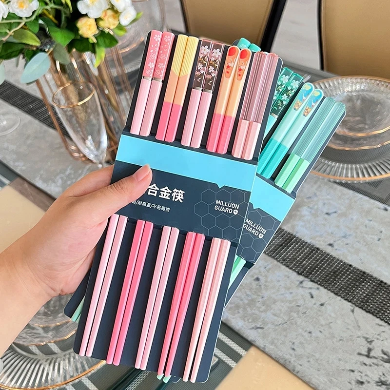 5-Pairs-Chopsticks-Chinese-Style-Household-Non-slip-Set-Tableware ...