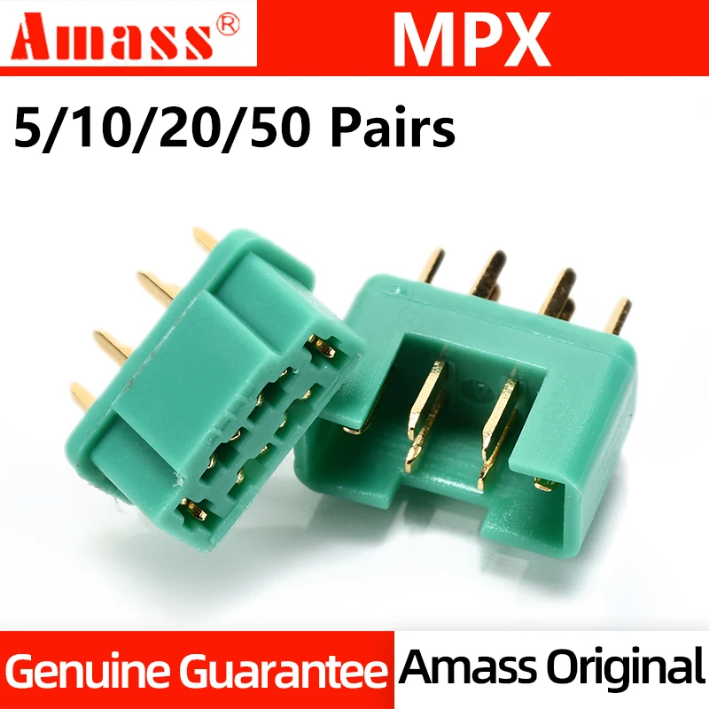 5-10-20-50-Pairs-Amass-MPX-Male-Female-6-pin-Plug-Connector-Goldplated ...