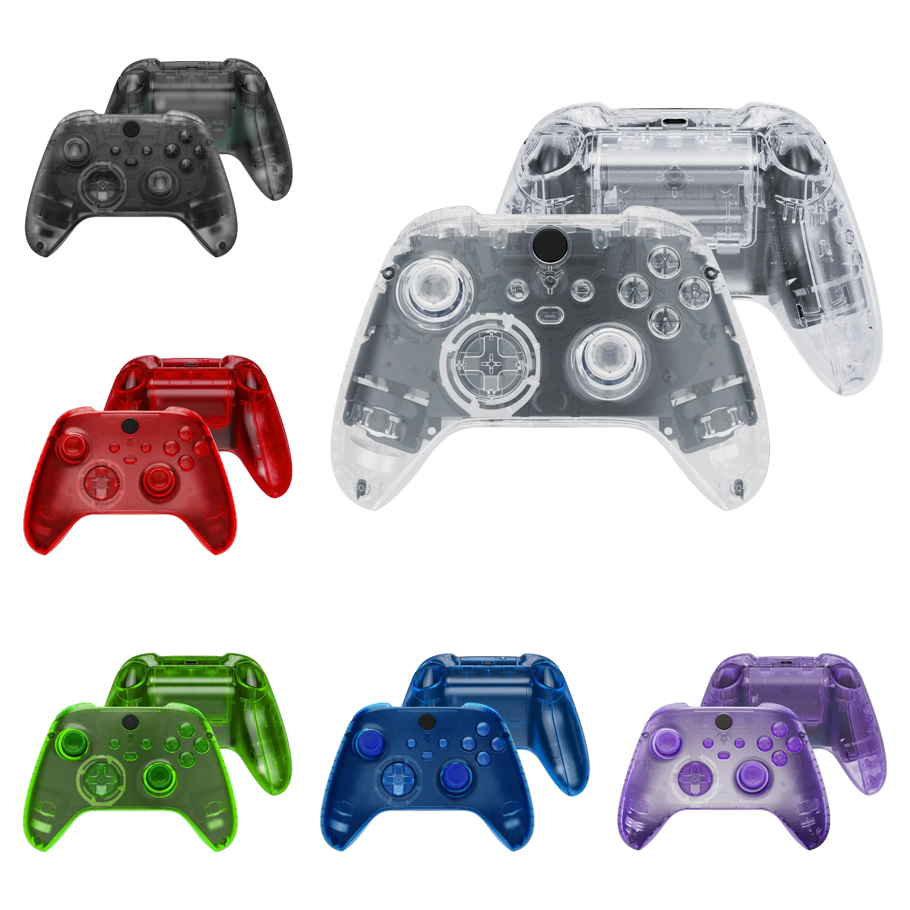 eXtremeRate-Replacement-Custom-Transparent-Controller-Full-Set-Housing ...