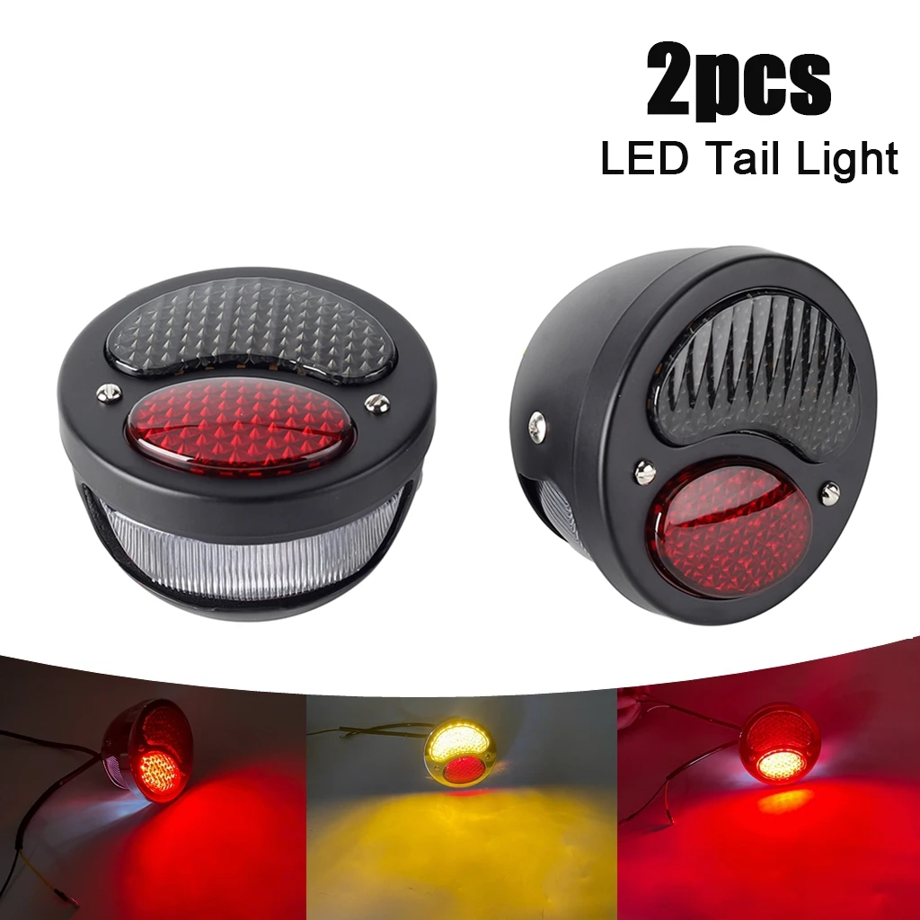 2Pcs Retro Taillight LED Brake Turn Signal Runing Integration Vintage ...