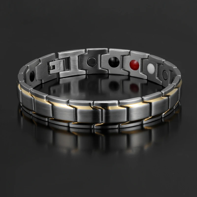 Men's Titanium Steel Magnetic Blocks Germanium Bracelet For Arthritis ...