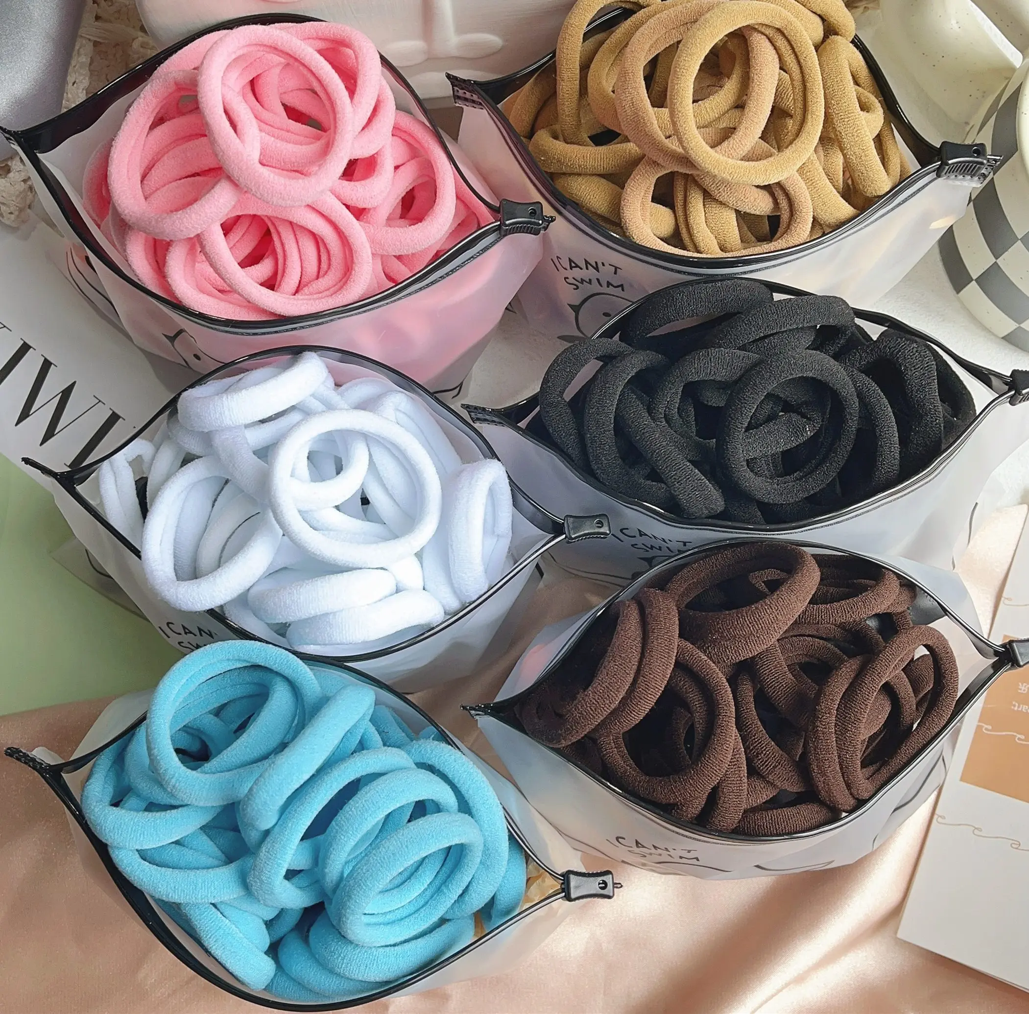 30/50PCS Women Girls Basic Hair Bands 4cm Simple Solid Colors Elastic ...