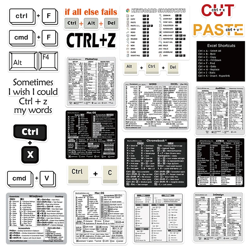 30Pcs-Set-Windows-PC-Reference-Keyboard-Shortcut-Sticker-Windows-Adobe ...